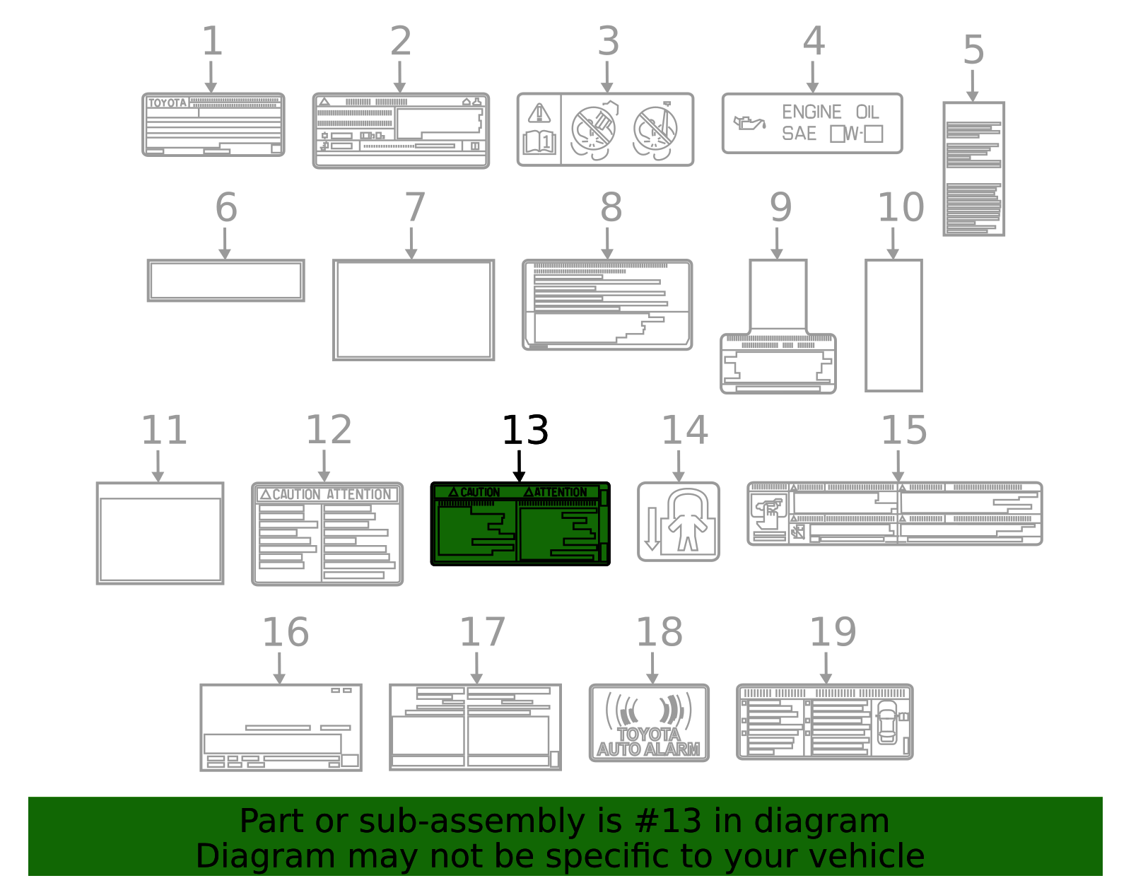 2016-2025 Toyota Spare Tire Label 42668-0E010 | Toyota Parts Center