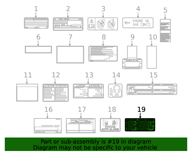 2016-2024 Toyota Label 89356-47020 | Toyota Parts Center