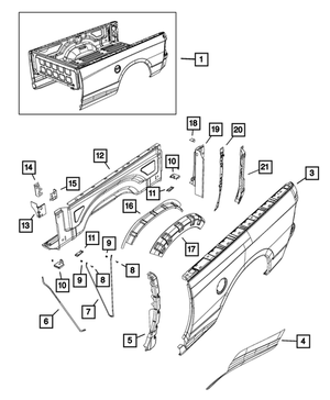 2014-2025 Ram Box Side Brace, Right 68196934AA | Mopar eStore