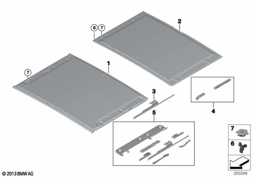 1999-2018 BMW Sliding Parts, Suspended Headliner, Rear 54137155683 ...