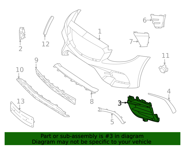 213-885-89-04 - Bumper Cover Spacer Panel 2021-2023 Mercedes-Benz ...