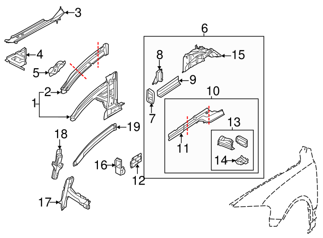2007-2015 Audi Q7 Fender Gusset 7L0-805-111-D | AutoNationParts.com