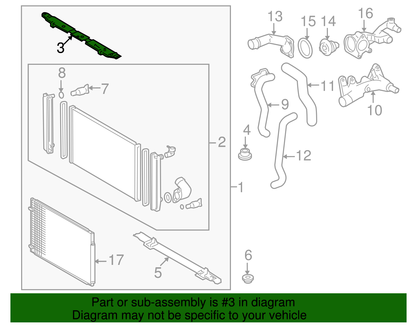 2006-2010 Toyota Sienna Radiator Upper Bracket 16505-0P010 | Toyota ...