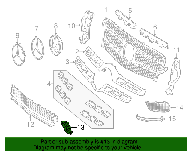 156-885-68-00 - Lower Grille 2018-2020 Mercedes-Benz | Mercedes-Benz ...