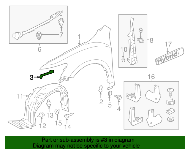 2014-2020 Acura RLX Stay, L Front Fender 60262-TY2-A00 | OEM Parts Online