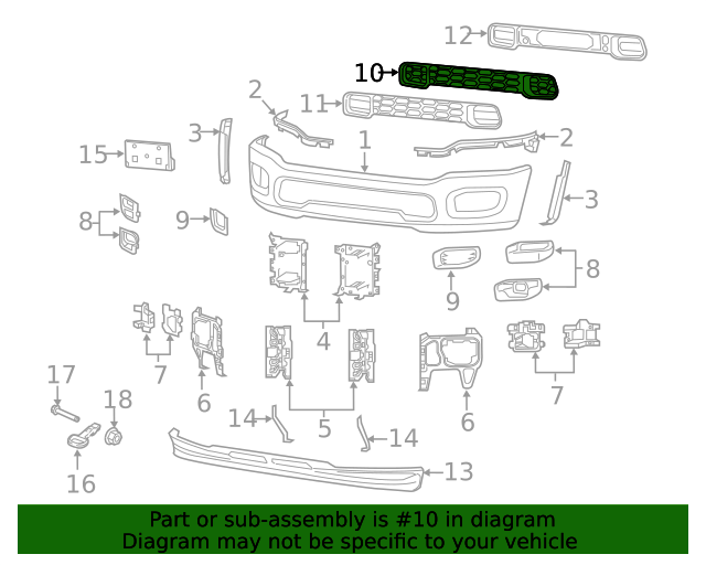 2019-2020 Ram Lower Grille 68384297AA | TascaParts.com