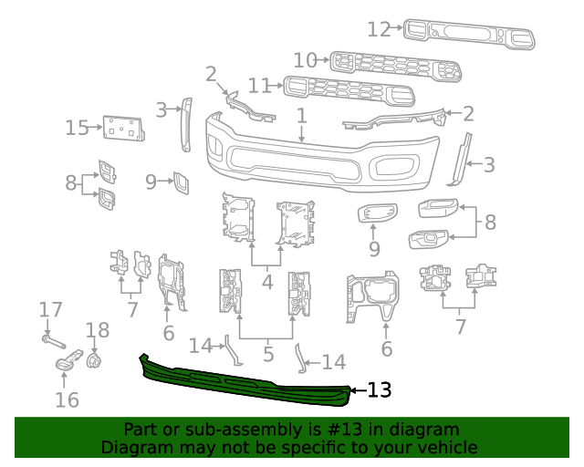 68384302AB - Front Air Dam - 2019 2020 Ram 2500 | Mopar Parts Canada