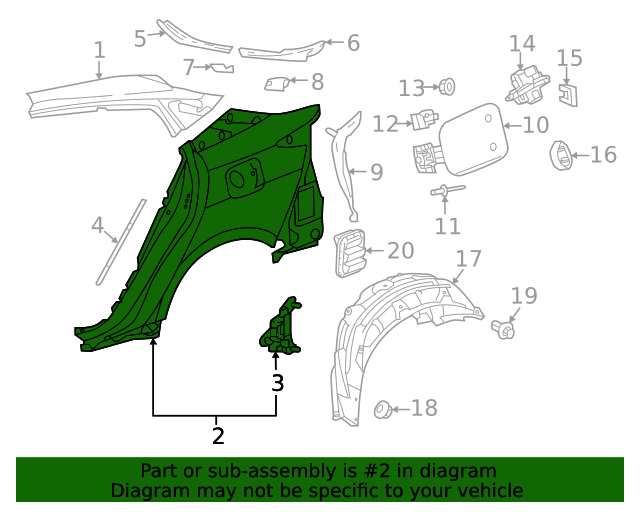 2016-2019 Toyota Quarter Panel 61602-47160 | OEM Vehicle Parts