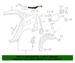 2016-2022 Toyota Quarter Panel Gutter 61626-47060 | Toyota Parts Center