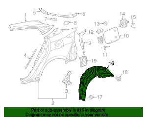 2016-2021 Toyota Wheelhouse Liner 65637-47060 | Toyota Parts Center