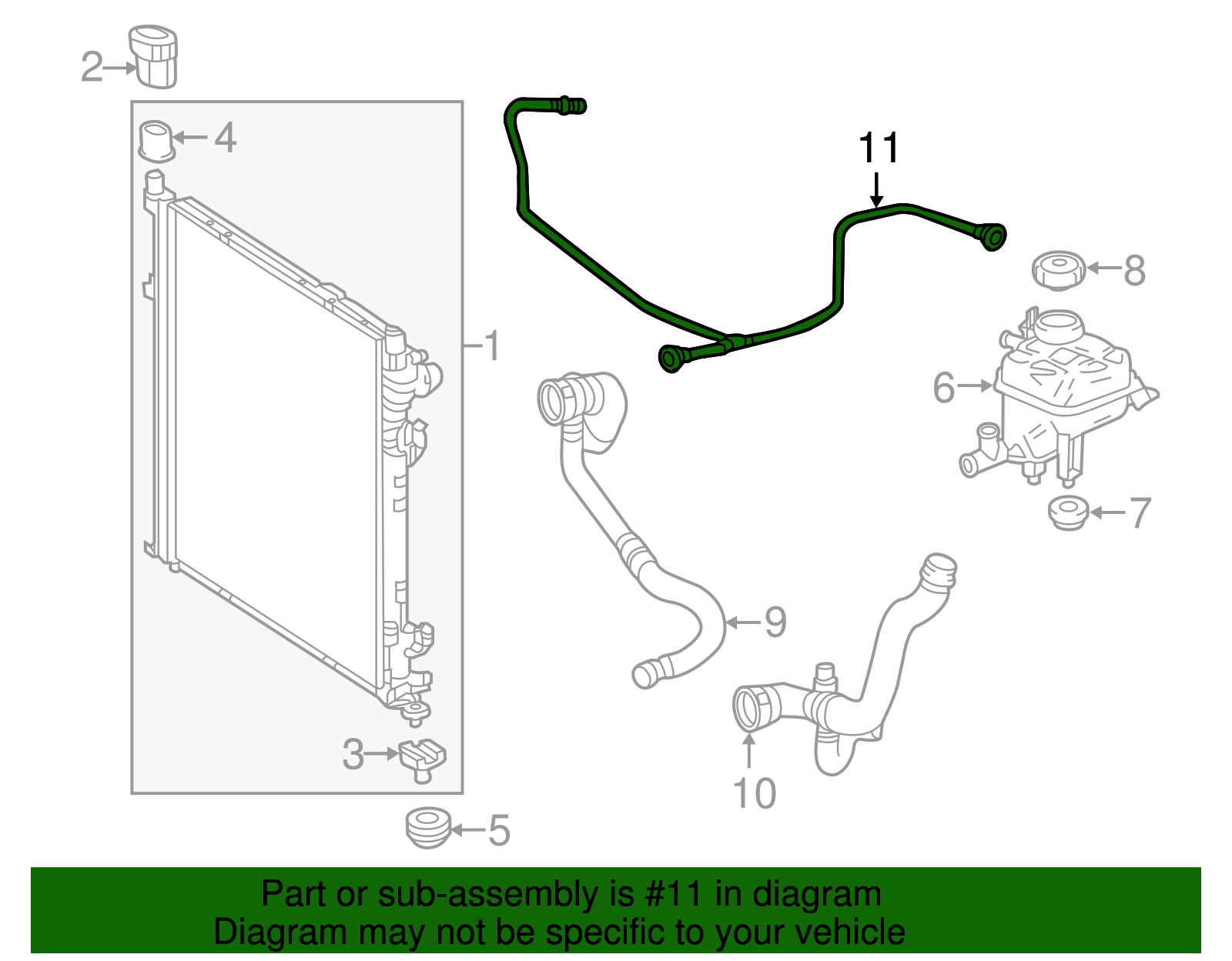166-500-10-91 - Engine Coolant Overflow Hose 2012-2019 Mercedes-Benz ...