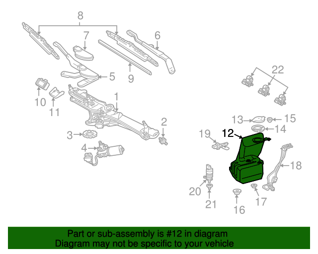220-869-00-20 - Washer Fluid Reservoir 2000-2006 Mercedes-Benz ...