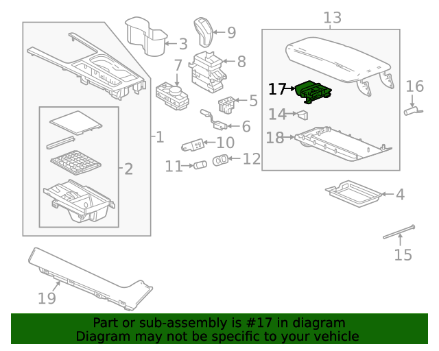 2019-2024 Cadillac XT4 Black Front Floor Console Armrest Latch 84763806 ...