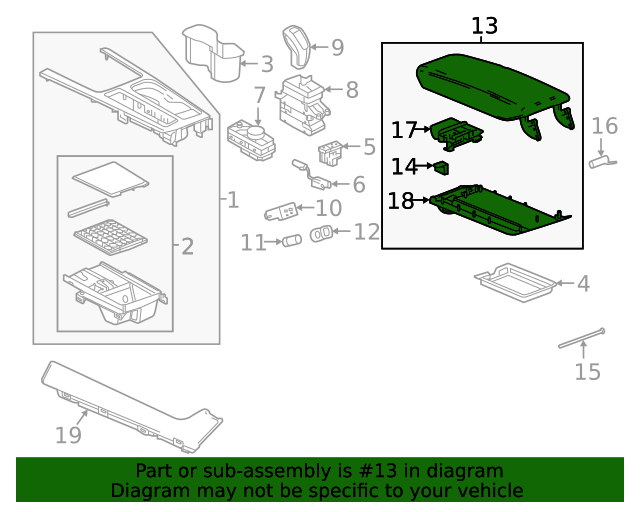 2019-2023 Cadillac XT4 Light Platinum Front Floor Console Armrest ...
