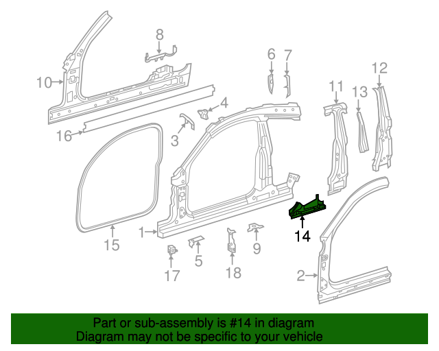 205-637-16-01 - Body B-Pillar Reinforcement 2017-2023 Mercedes-Benz ...