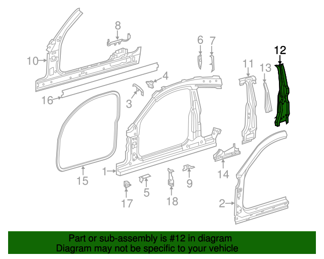 205-630-20-00 - Lock Pillar Reinforced 2017-2023 Mercedes-Benz ...