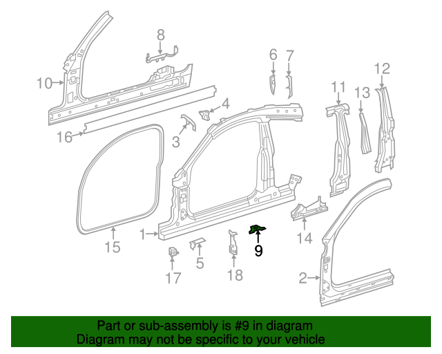 205-680-69-25 - Body B-Pillar Insulator 2017-2023 Mercedes-Benz ...