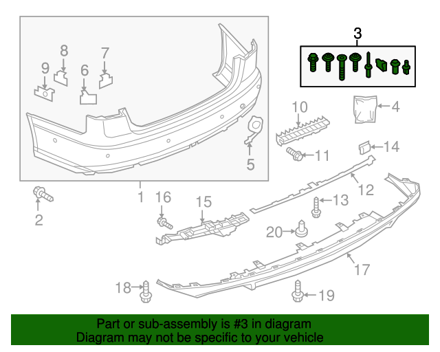 2016-2018 Audi Bumper Cover Mount Kit 4G0-098-627-A | Audi Midwest