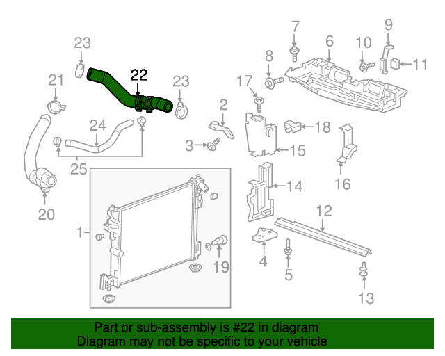 2016-2020 Cadillac CT6 Lower Hose 23486493 | GMPartsDirect.com