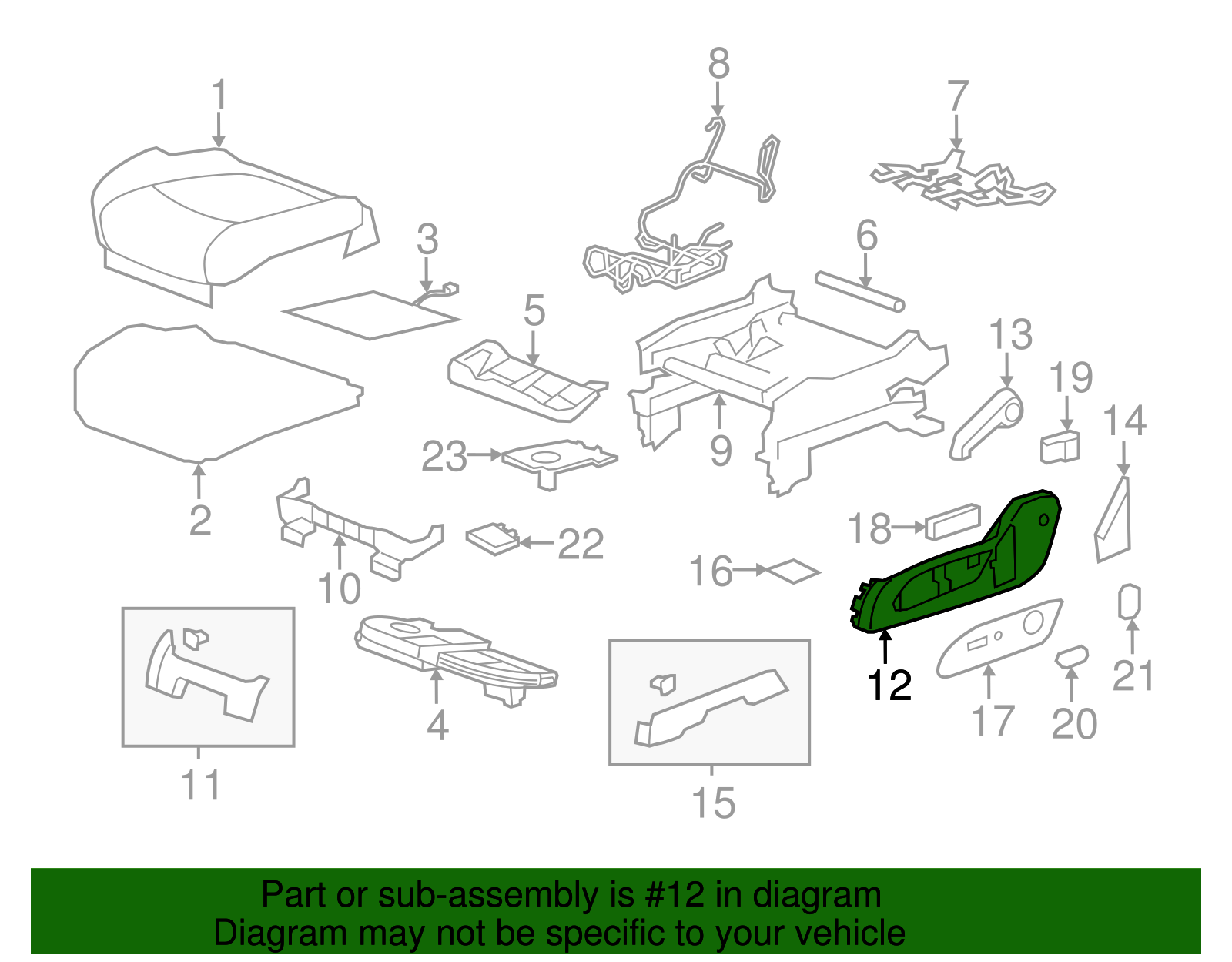 25941769 - Ebony Driver Seat Outer Recliner Finish Cover 2009-2017 GM ...