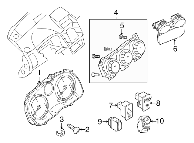 2010-2012 Nissan Sentra Cluster Assembly 24810-9AA2A | TascaParts.com