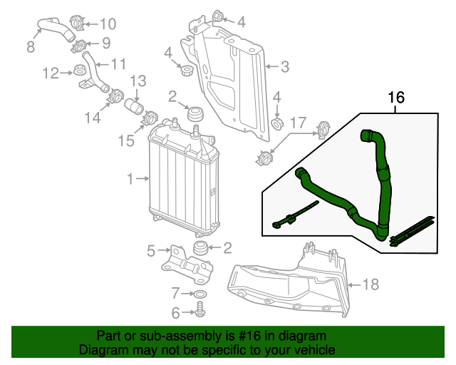 2013-2015 Audi RS5 Radiator Coolant Hose 8K0-121-051-D | Audi USA Parts