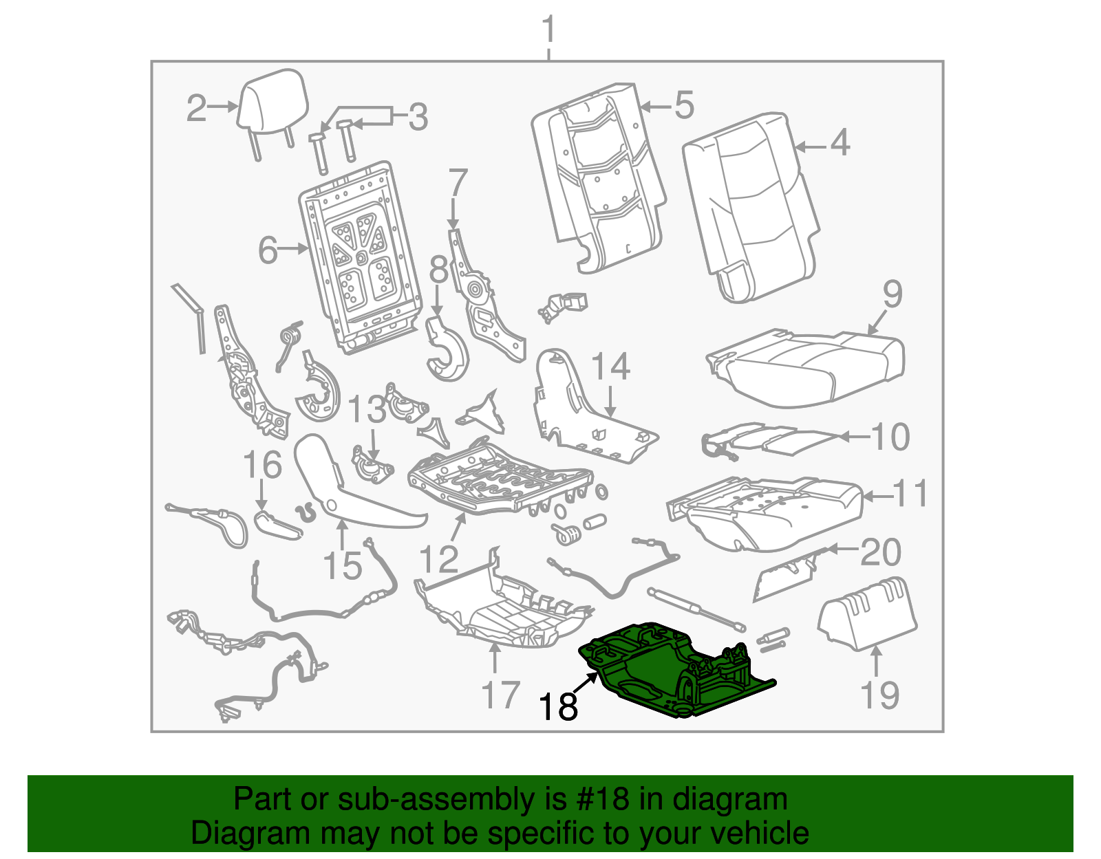 23442201 - Passenger Side Rear Seat Riser Latch 2015-2020 GM | Gateway ...