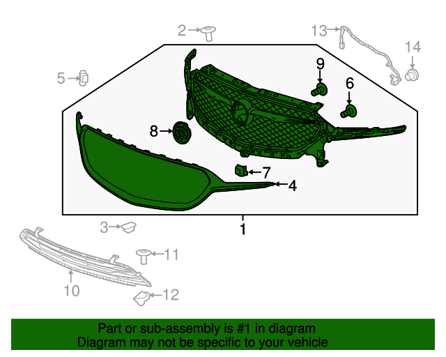 2018-2021 Buick Enclave Front Lower Grille 84323664 | Courtesy Parts