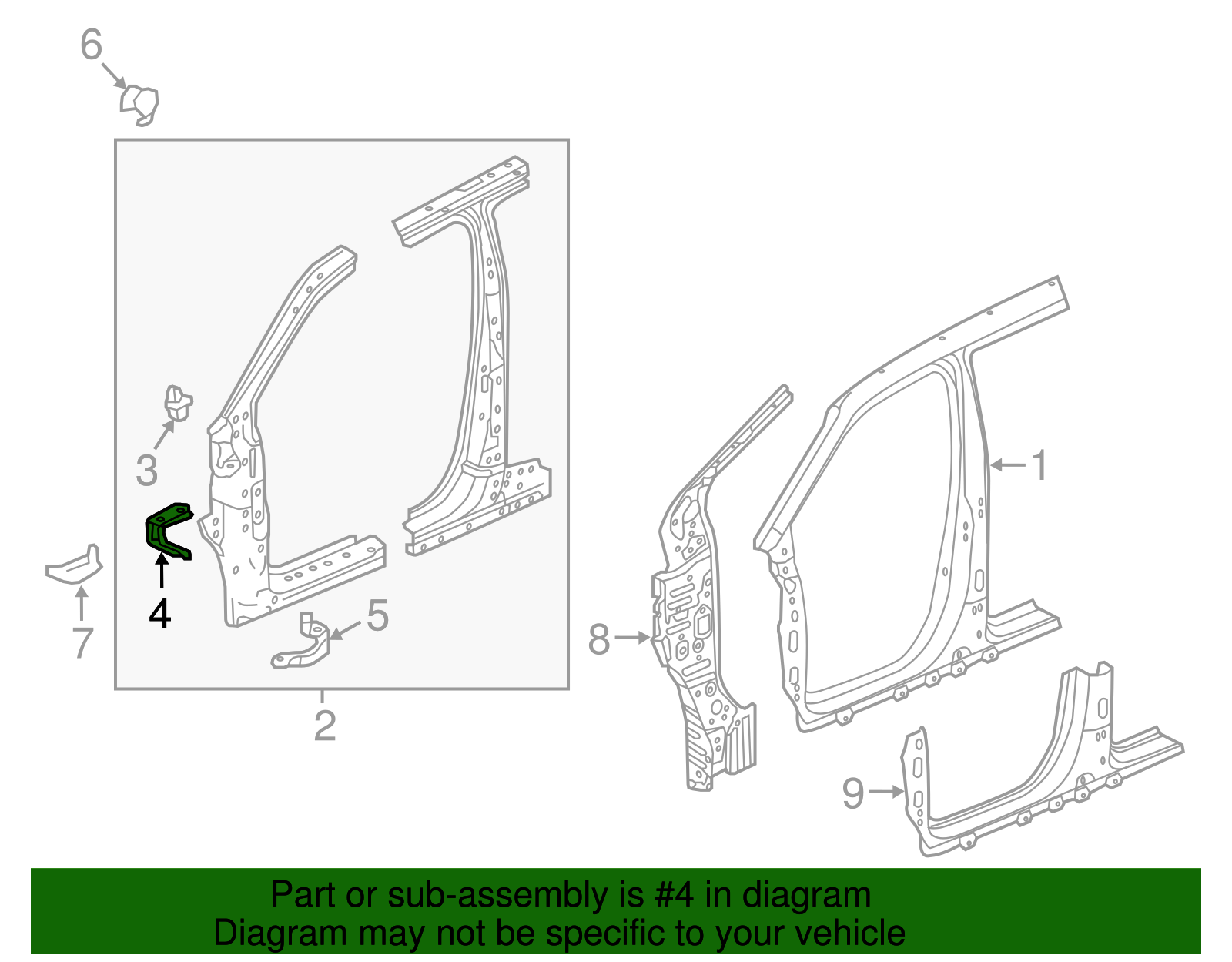 63531-TG7-A00ZZ - 2016-2025 Honda - Stiffener L Front Pillar Extension ...