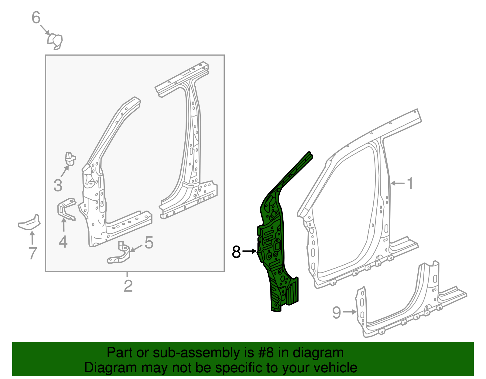 64110-TG7-306ZZ - 2016-2025 Honda - Pillar R Front (Upper) (Inner ...