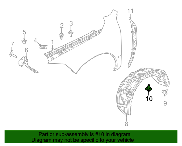 1999-2023 Mopar Fender Liner Retainer 6506293AA | TascaParts.com