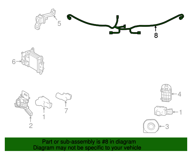 2018-2019 Toyota Camry Parking Aid System Wiring Harness 82114-06120 ...