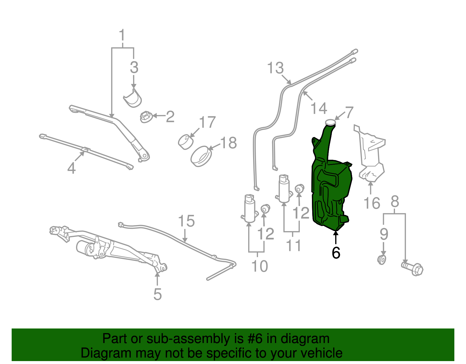 2007-2014 GM Windshield Washer Fluid Reservoir 20999340 GM ...