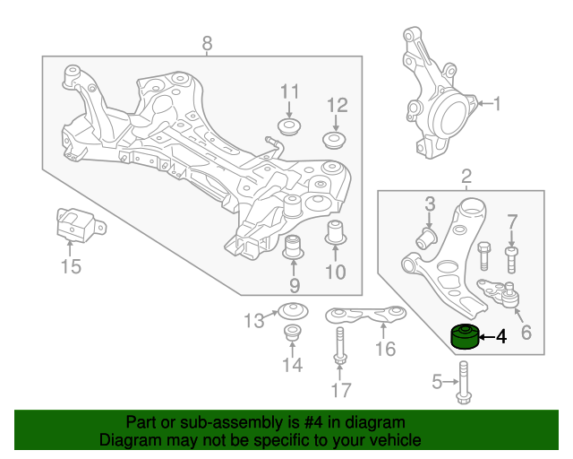 54584-F6500 - Lower Control Arm Bushing 2017-2020 Kia Cadenza | Kia ...