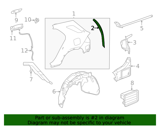 167-637-28-01 - Quarter Panel Gutter 2020-2023 Mercedes-Benz ...