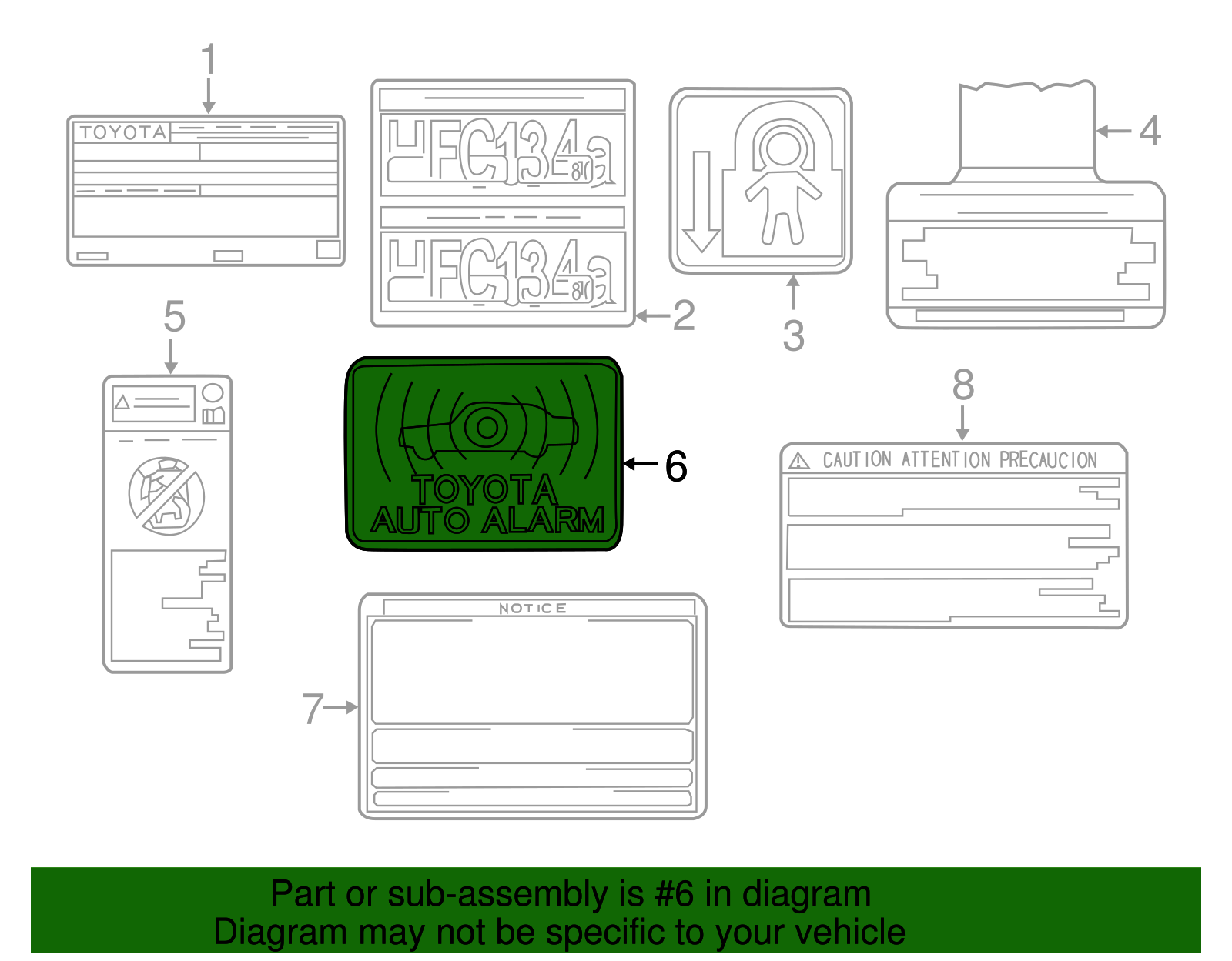 Genuine Toyota Anti-Theft Label part# 74515-06010 for 2007-2025 Toyota ...