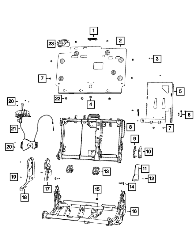 2020-2021 Jeep Gladiator Rear Seat Back 60% Frame 68339477AB | QuirkParts