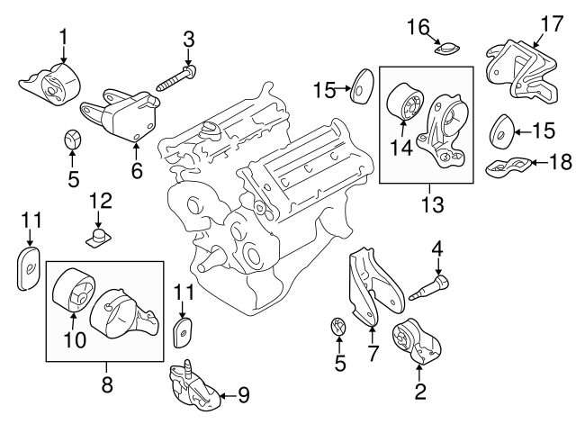 2002-2005 Kia Sedona Motor Mount - Passenger Side (RH) 0K52Y-39040A ...
