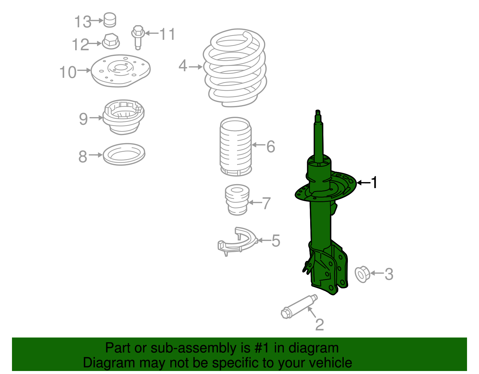 2015-2018 Ford | Strut | F2GZ-18124-E | Walls' Ford Parts