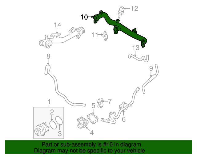 2005-2019 Nissan Water Outlet 11060-EA20A | TascaParts.com