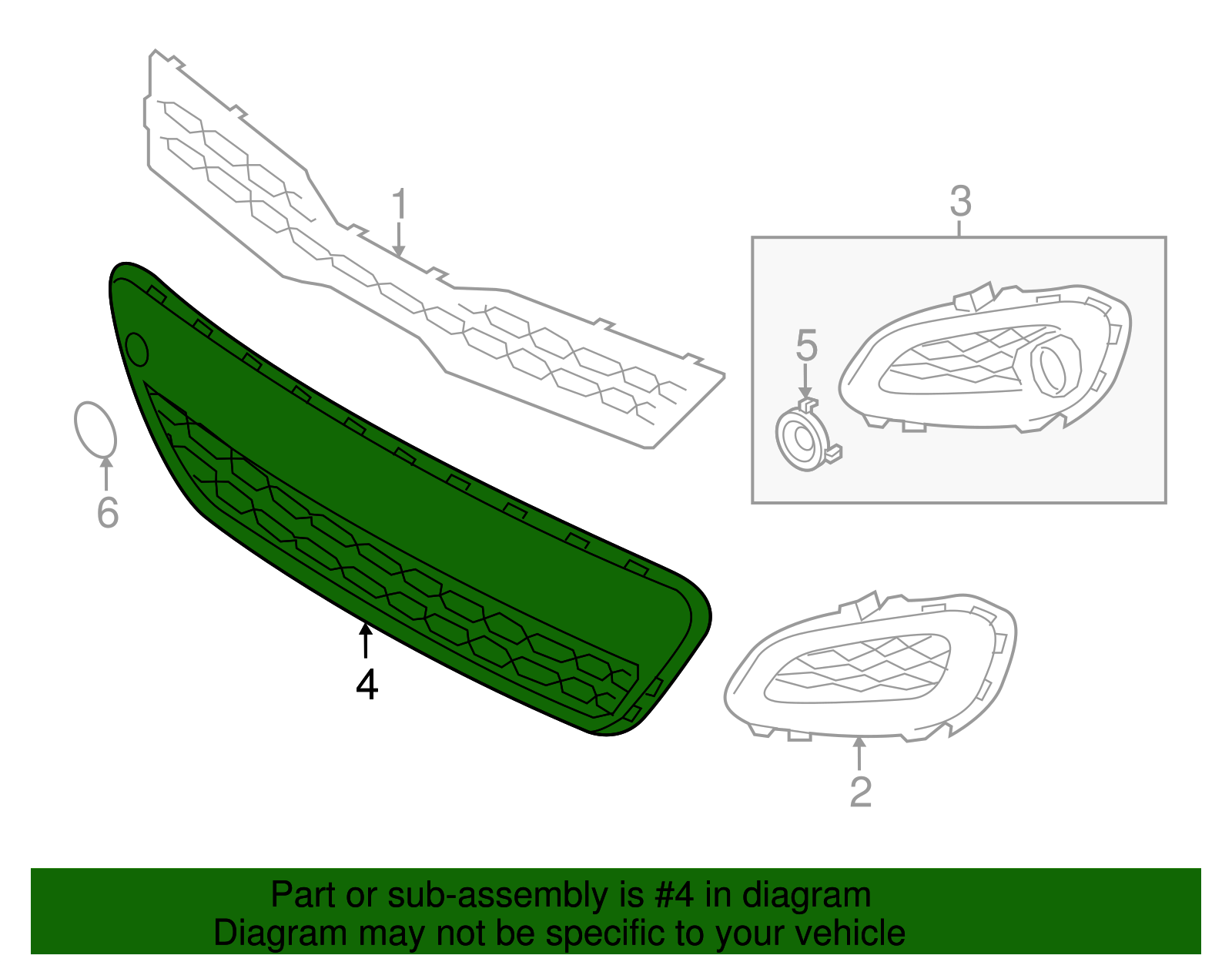 86561-1W210 - Lower Grille 2012-2015 Kia Rio | Kia.Parts Store