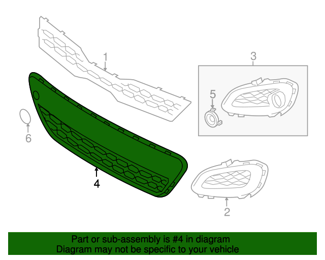 2012-2015 Kia Rio 2013-2014 Kia Rio Front Center Bumper Grille Genuine ...