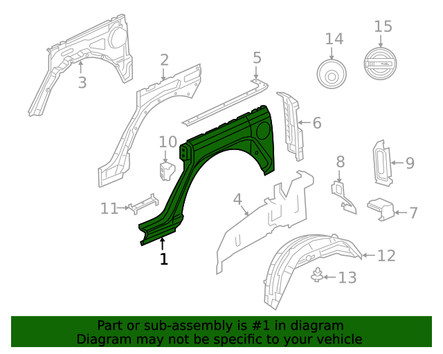 2018-2020 Jeep Wrangler Quarter Panel - Driver's Side (LH) 68302717AD ...