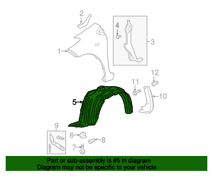 53876-52141 - Fender Liner - 2007-2011 Toyota Yaris | OEM Genuine ...
