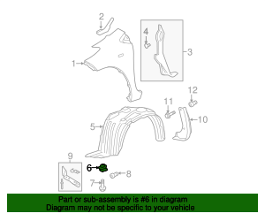 1996-2012 Toyota Fender Liner Clip 90467-05128 | Toyota Parts Center