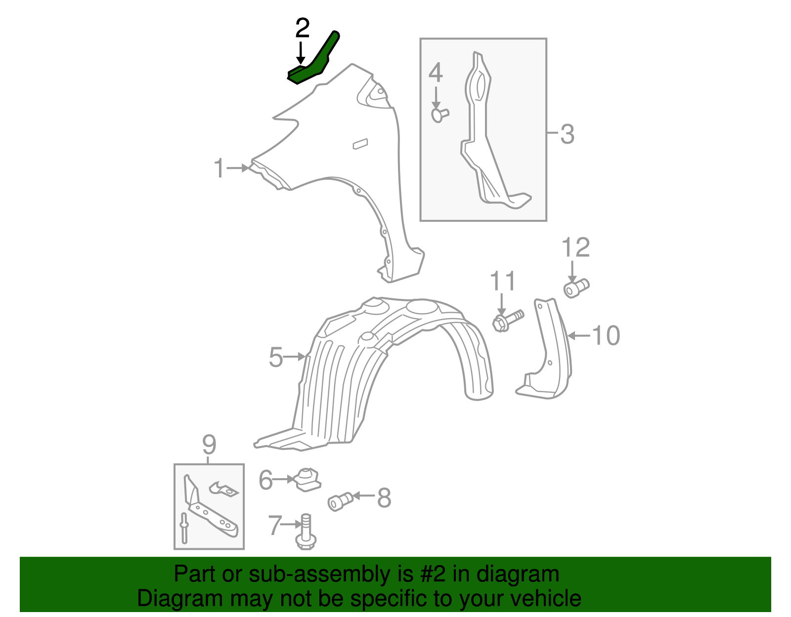 2007-2011 Toyota Yaris Fender Seal 53866-52080 | Sparks Parts