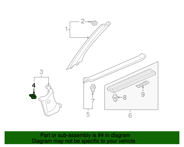 2001-2012 Acura Clip, Pillar Garnish (Black) 91560-S84-A11 | Acura ...