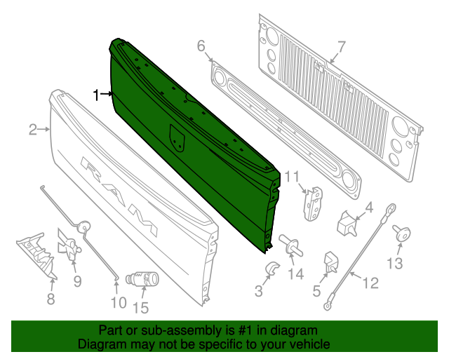 Tailgate 68105727AP | TascaParts.com