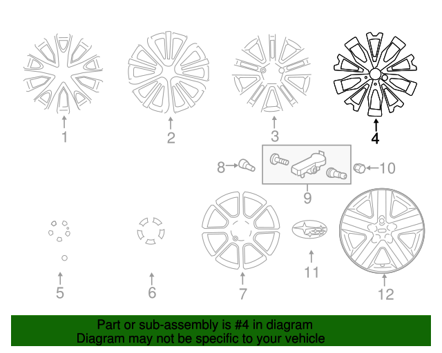 2015-2017 Subaru Outback Alloy Wheel, Eighteen Inch, Dark Metallic ...