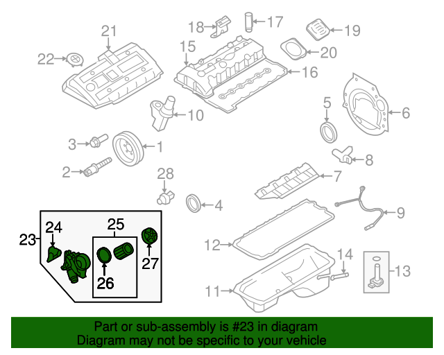 11-42-8-642-283 - Engine Oil Filter Housing 2006-2013 BMW ...